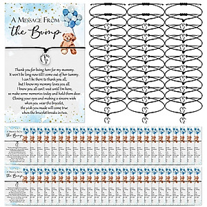 Thyle 50 Set Baby Shower Favors for Guests Adjustable Bracelets with Message from the Bump Card Footprints Charm Baby Shower Bracelets for Gender Reveal Thank You Gifts (Blue Bear)