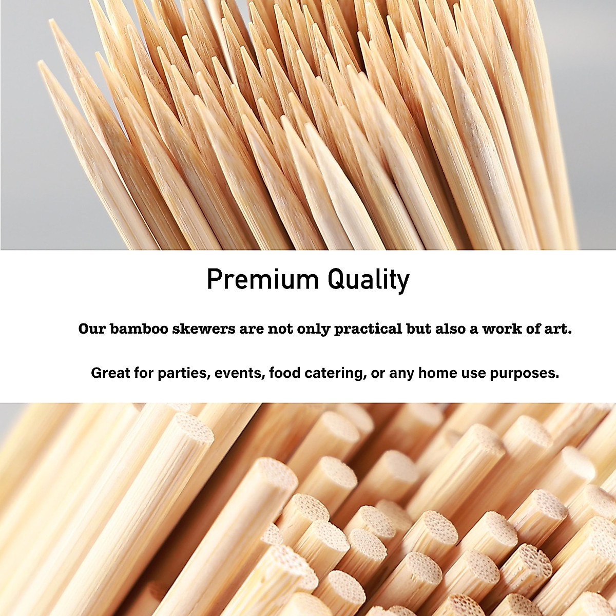 DESIOLE Natural Bamboo Skewers, 100Pcs 10Inch BBQ Sticks for Appetiser, Fruit, Cocktail, Kabob, Chocolate Fountain, Grilling, Barbecue, Kitchen, Crafting, Gardening and Party
