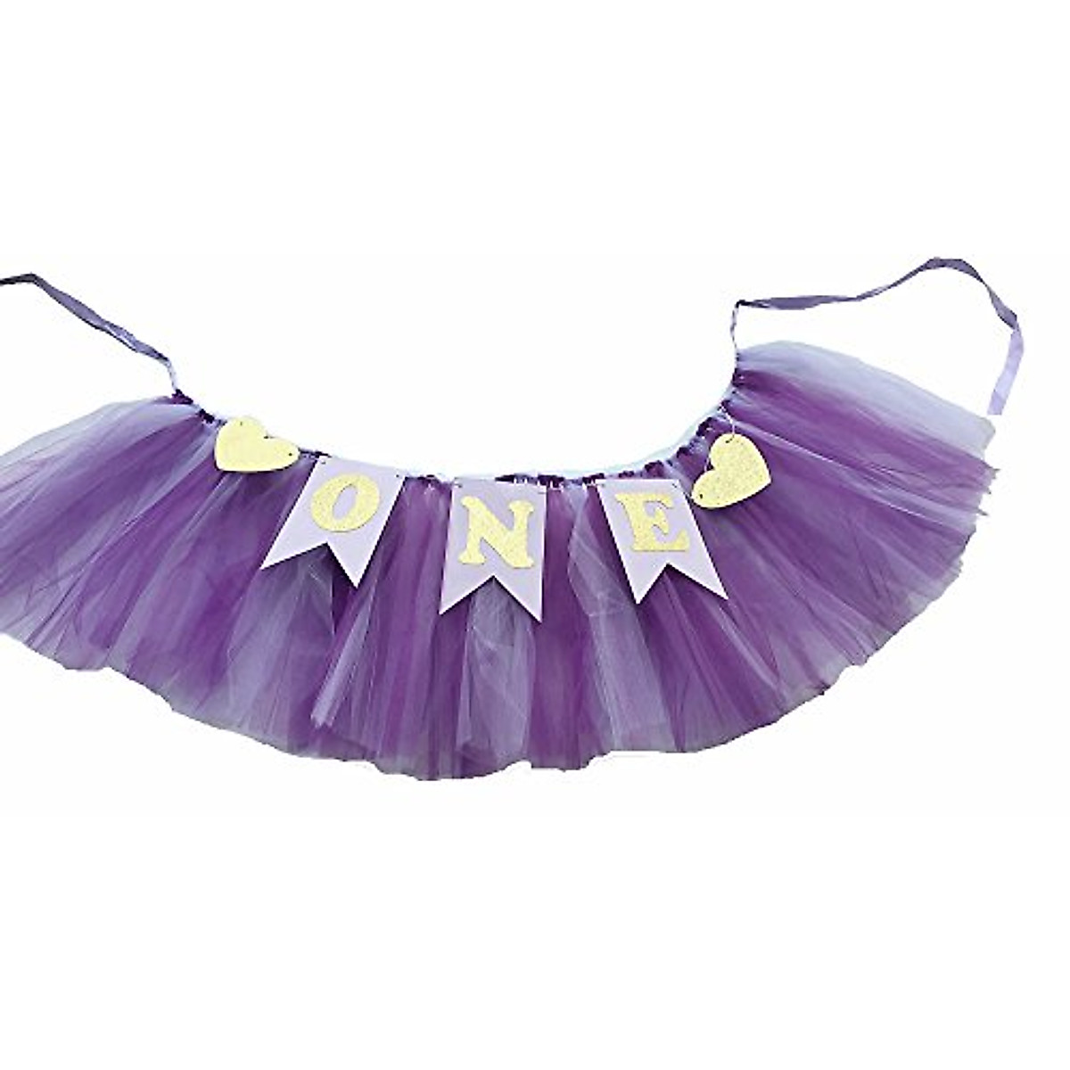 Purple 1st Birthday Baby Tutu for High Chair Decoration and "ONE" Pennant Mermaid Happy Birthday for Highchair