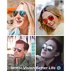 JOOX Polarized Aviator Sunglasses for Women Men, UV400 Protection Lens and Lightweight Metal Pilot Frame