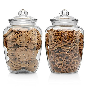 Glass Jars with Airtight Lid - Set of 2 Large Apothecary Jar - 2 pc Glass Jar Set – Canisters Sets for the Kitchen for Cookies, Flour, Sugar, Rice - Holds 75oz 9.5 x 5.5-inch