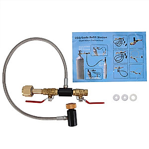 CO2 Refill Adapter with Hose,G1/2 CO2 Cylinder Refill Adapter with Hose For Filling 24" without Gauge,With 2 turn on/off valves, (24" without Gauge)