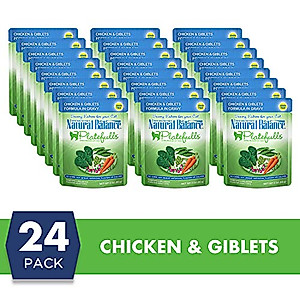 Natural Balance Platefulls Wet Cat Food Salmon, Chicken & Giblets Formula in Gravy, 3 Ounce Pouch (Pack of 24), Grain Free