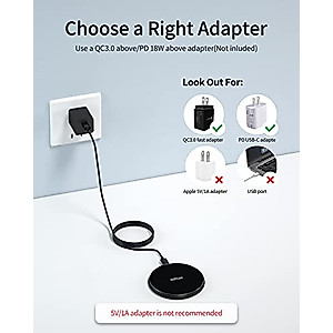 KPON Wireless Phone Charger for Thick Cases Up to 10mm - 15W Max Wireless Charging Pad for iPhone 14/13/12/11/SE/X/8/Wireless Phones - Compatible with Popsocket/Otterbox (Adapter Not Include)