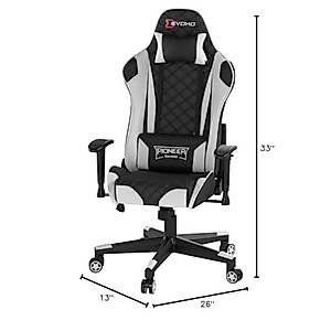Devoko Gaming Chair Racing Style High Back Computer Chair with Adjustable Armrests Ergonomic Office Chair Executive Swivel Task Chair with Headrest and Lumbar Support (White)