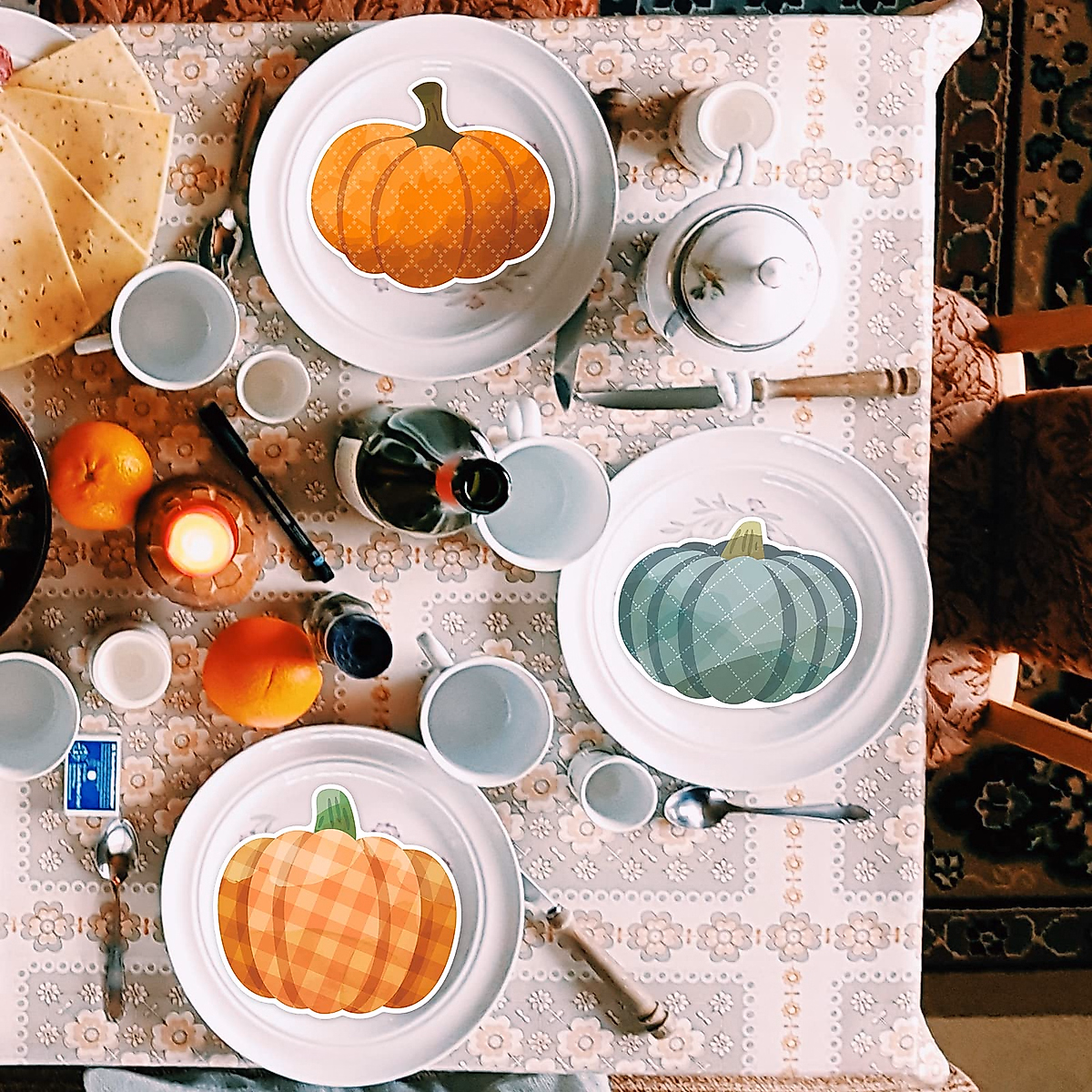 54Pcs Pumpkin Cutouts Fall Watercolor Pumpkin Cut-Outs Thanksgiving Table Place Cards Supplies Halloween Classroom Bulletin Board Set Party Hanging Decorations