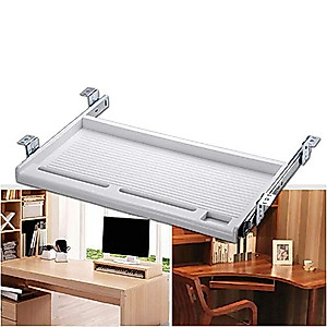 Under Desk Keyboard Tray Rack Drawers Slide Platforms or Home Office (White)