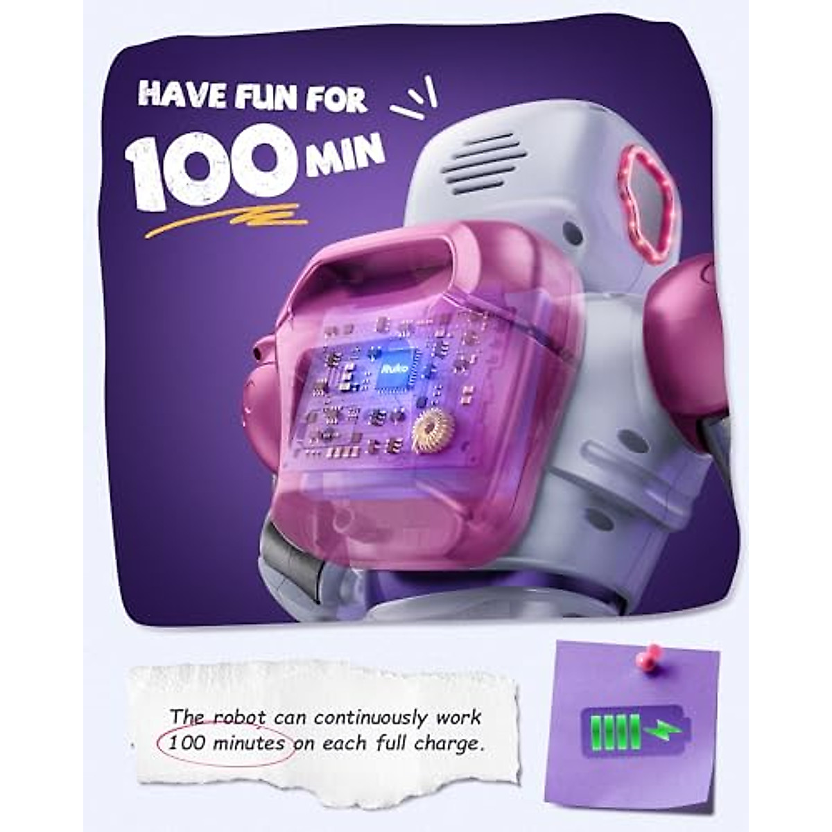 Ruko 1088 Smart Robot Toys for Kids, Large STEM Programmable Interactive RC Robot with Voice Control, App Control, Gifts for Boys & Girls Age 4 5 6 7 8 9, Pink