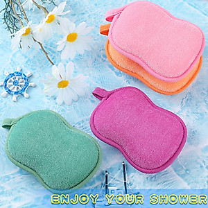 Tatuo 4 Pieces Baby Bath Sponge Cotton Baby Sponge Soft and Absorbent loofah for Kids Babies Men Women(Red, Purple, Green, Orange)