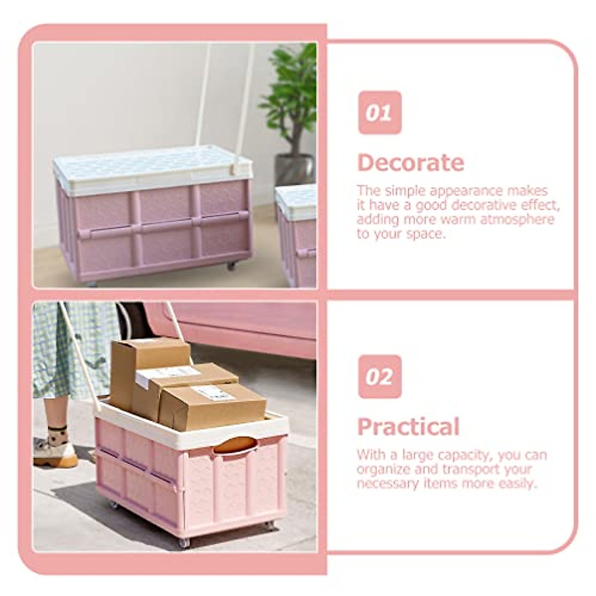 Cabilock Lidded Storage Bin Collapsible Storage Box Stackable Clothes Storage Box With Wheel