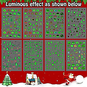 Cerlaza 450+pcs Luminous Christmas Nail Stickers for Kids Girls Christmas Stocking Stuffers, Self-Adhesive Glow Christmas Nail Decals, Holiday Nail Stickers with Santa Claus, Christmas trees, Gingerbread men-8 Sheets