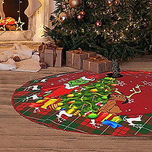 Christmas Tree Skirt 36 Inches Xmas Red Green Plaid Tree Skirt Christmas Tree Decoration New Year Holiday Party Decor
