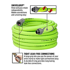 Flexzilla Garden Hose with SwivelGrip, 5/8 in. x 75 ft., Heavy Duty, Lightweight, Drinking Water Safe, ZillaGreen - HFZG575YWS-E