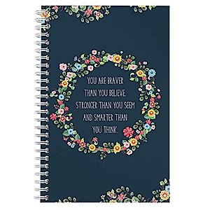Softcover Be Brave 5.5" x 8.5" Motivational Spiral Notebook/Journal, 120 Wide Ruled Pages, Durable Gloss Laminated Cover, White Wire-o Spiral. Made in the USA