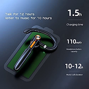 ESSONIO Bluetooth earpiece for Cell Phone Bluetooth Headset with mic Trucker Headset Bluetooth 5.0 Single Ear Hands-Free Headphones Support for Rotation Headphones for iPhone,Android