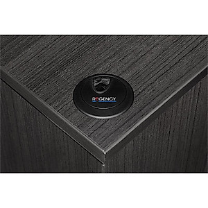 Regency Legacy Single Pedestal L-Desk with Three Drawers, 66", Ash Grey