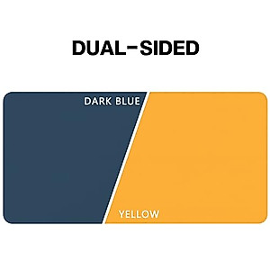 Leather Desk Pad Protector,PU Leather Dual Side Large Mouse Pad, Non-Slip and Waterproof Writing Mat 31.5" x 15.7",Laptop Desk Table Protector for Office Work and Home Decoration (Dark Blue + Yellow)