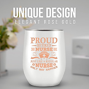 Onebttl Nurse Retirement Gifts for Women, Retirement Gifts for Women 2023, Insulated 12oz Stainless Steel Tumbler with Lid, Proud Retired Nurse Tumbler/Mug/Cup, Gift Box Included