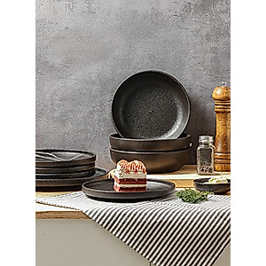 Ghaexui Ceramic Pasta Bowls, Salad Bowls, Large Serving Bowl Set - 35 Ounce, Set of 4, Matte Black