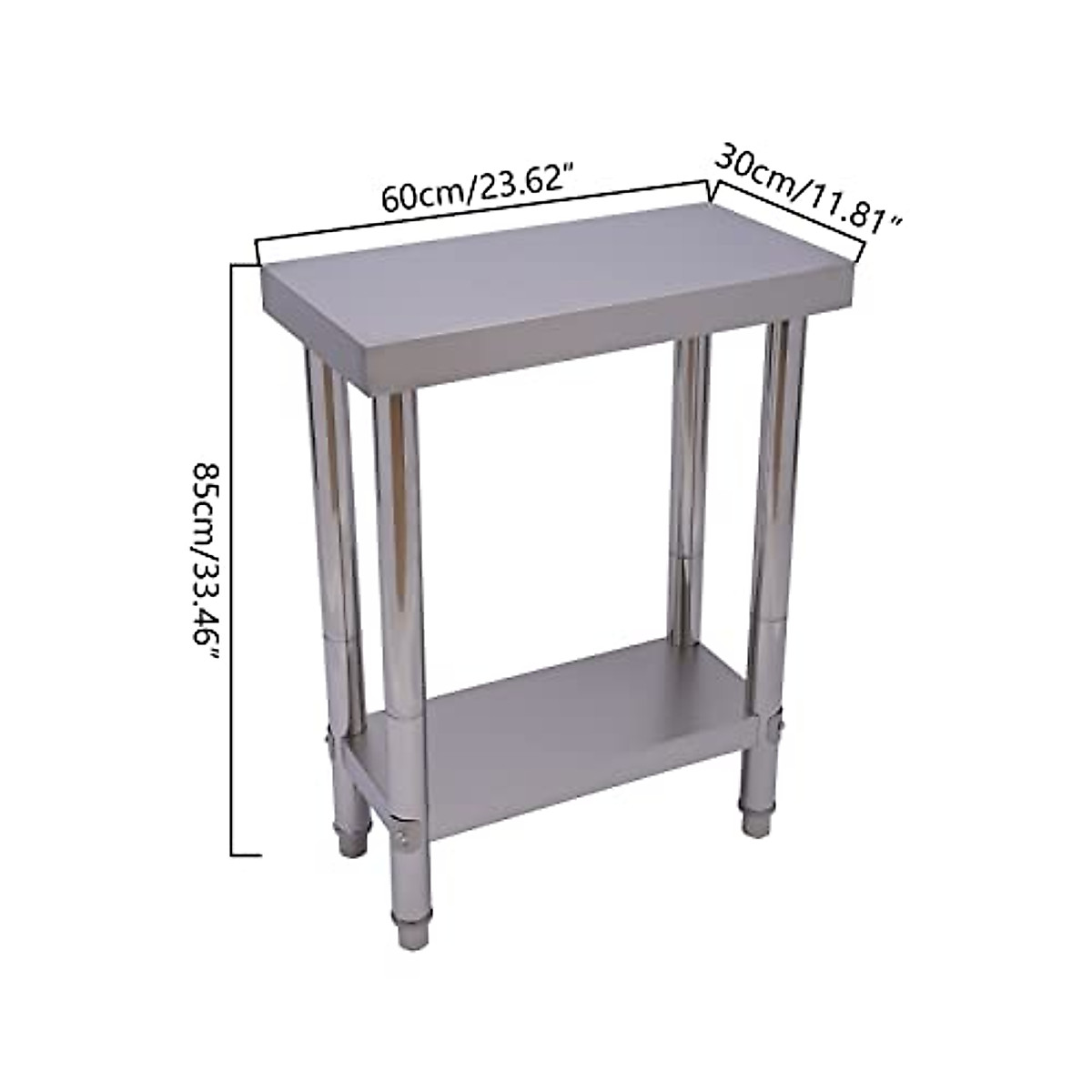 Stainless Steel Table for Prep & Work, Commercial Heavy Duty Food Prep Worktable with Undershelf for Restaurant, Home and Hotel/2436