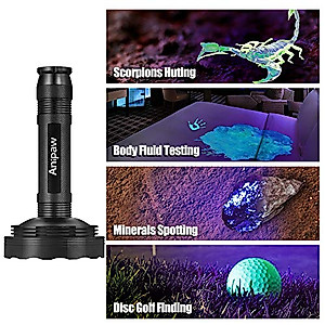 Anipaw UV BlackLight Flashlight, Superior Bright 128 LED 395 nM Ultraviolet Blacklight Detector for Urine for Dog/Cat, Dry Stains, Bed Bug, Best Blacklight Flashlight for Scorpions Hunting