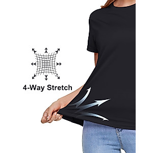 MAGCOMSEN Womens Athletic Tops for Running Moisture Wicking Shirts Black Tshirts Short Sleeves Rash Guard Outdoor Sports Quick Dry Hiking Shirts,S