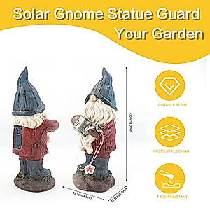 DKJOCKY Garden Gnomes Statues,Resin Knomes Figurine with Watering Can Solar Lights,Outdoor Statues Garden Decor for Patio Yard Lawn Porch Art Ornament Gift，13inch