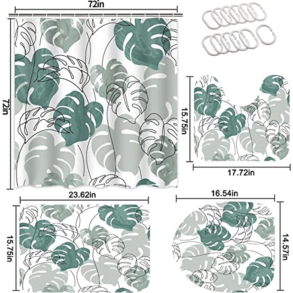 KINUUIS 4PC Summer Bathroom Shower Curtain Sets Abstract Modern Bathroom Sets,Watercolor Bathroom Sets with Rugs and Accessories,Line Art Shower Curtain for Bathroom Decoration