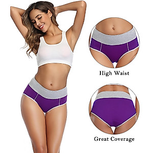 wirarpa Women's Soft Cotton Underwear Briefs Breathable 5 Pack High Waist Full Coverage Multicolor Ladies Panties Large