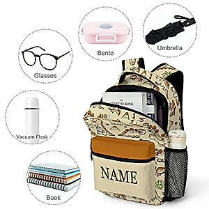 Aicihert Custom Cute Dinosaur Paw Backpack Personalized Name Text Backpack Daypacks Customized BookBags School Bag for Student Boys Girls