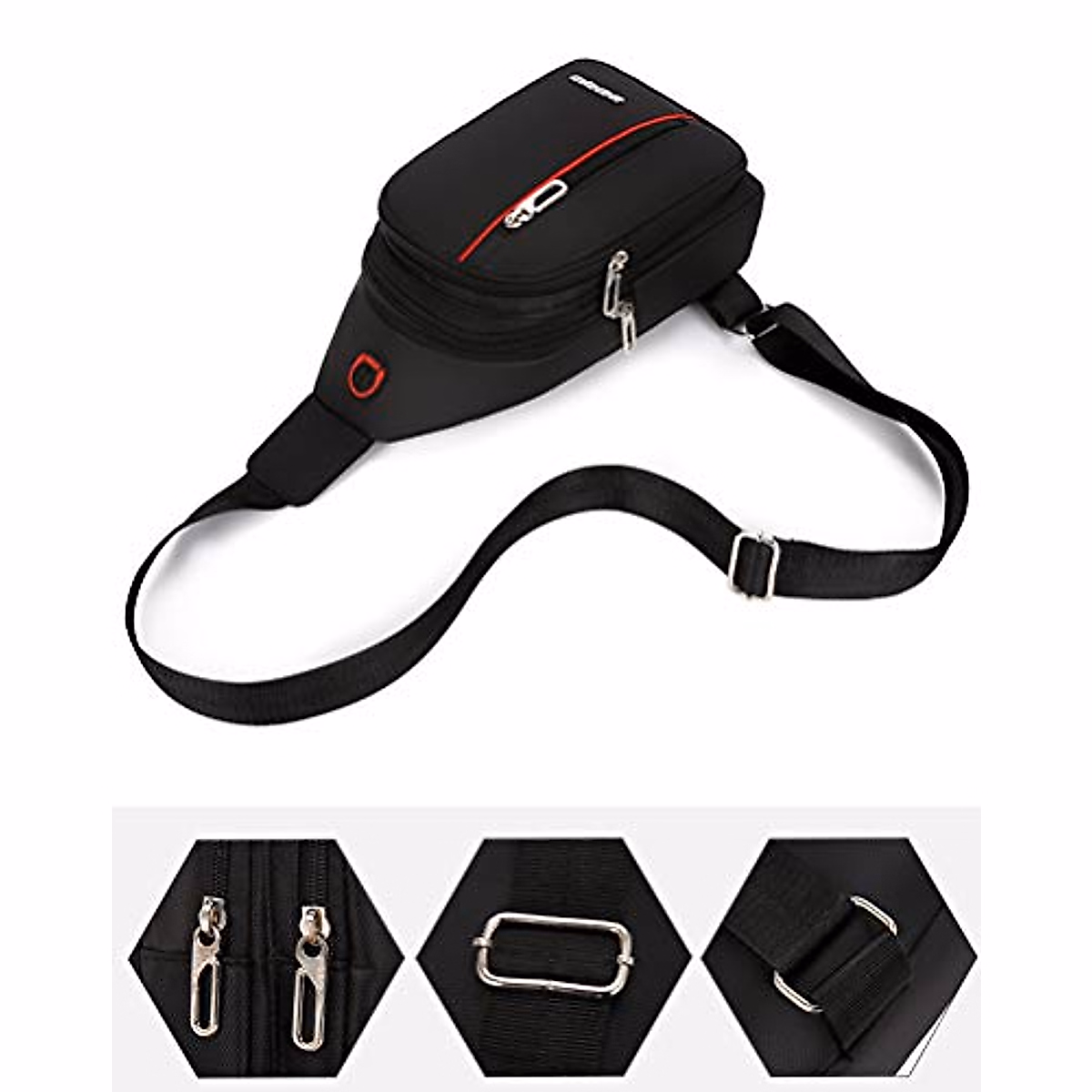 YERCHIC Small Sling Compact Crossbody Bag Chest Shoulder Travel Bag Casual Daypack for Men Women with Earphone Hole Water Resistant (Dark Gray)