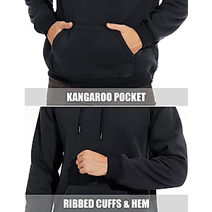 MAGCOMSEN Pullover Hoodie Men Heavyweight Hoodies for Men Pullover Sweatshirt for Men Sherpa Sweatshirts Athletic Hoodies Fleece Sweatshirts for Men Black