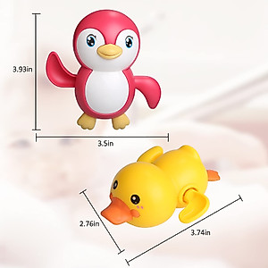 Dmeixs Baby Bath Toys 4 Pack Wind Up Bath Toys for Toddlers 1-3 Year Old Penguin Duck Bathtub Toys for Baby Floating Pool Games Water Toys Swimming Bath Toys for Toddlers Kids Boys Girls 1 Years Old