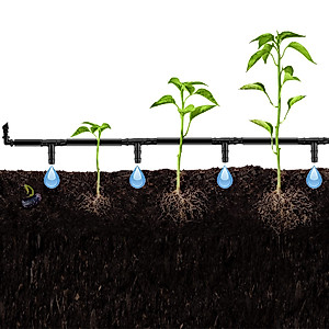 Homakover 200PCS 1/4 Drip Irrigation Fittings Kit, 80 Straight Barbs, 60 Tees, 20 Elbows, 20 End Plug, 20 4-Way Coupling for Barbed Connectors Parts for Sprinkler Systems