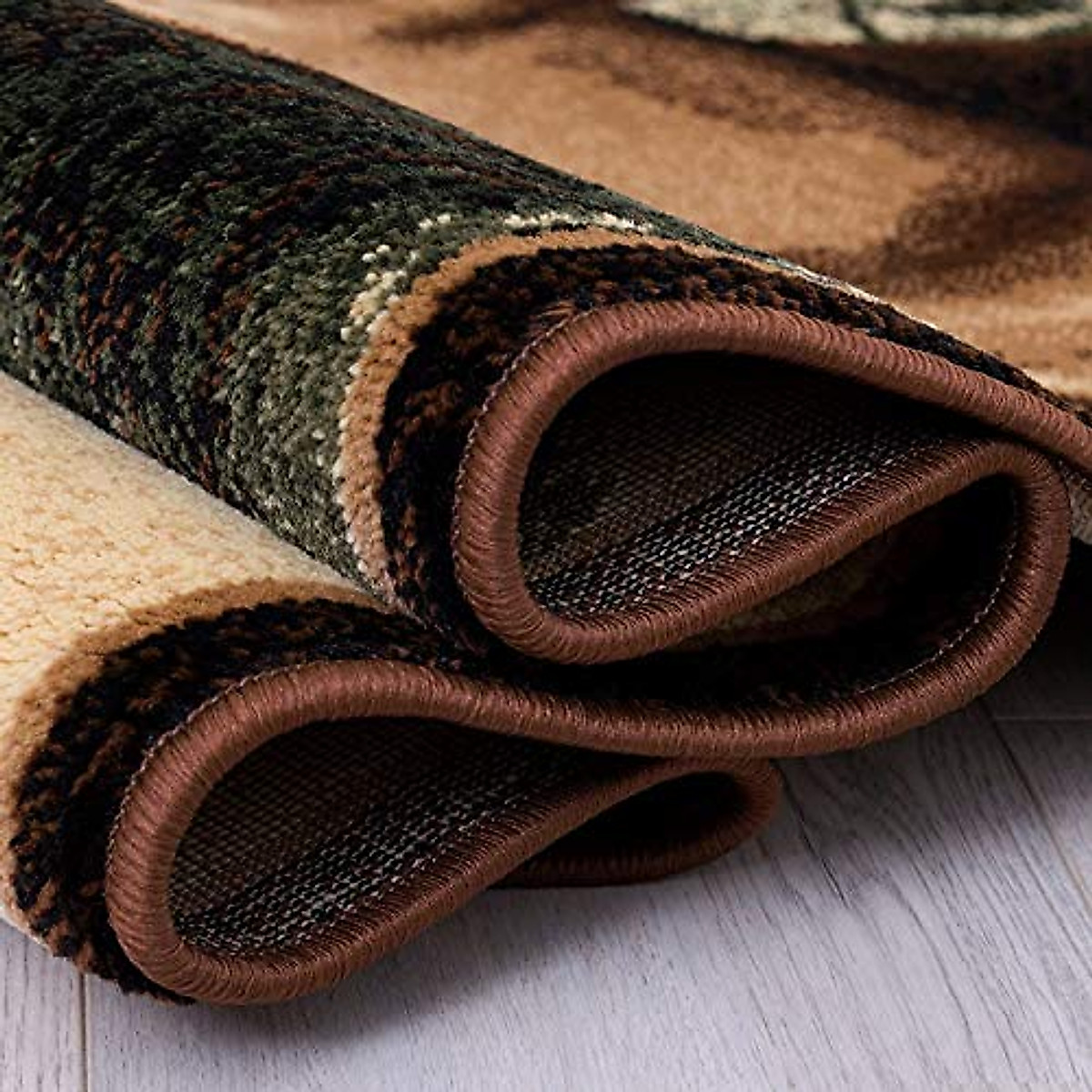 Champion Rugs Rustic Lodge Cabin Decor Elk Deer Fern Pine Trees Area Rug (3 Feet 10 Inch X 5 Feet 2 Inch)