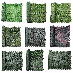 POPG Expandable Faux Fence Artificial Ivy Leaf Fence Mesh Screen Fencing Panels for Outdoor Garden Porch Patio Yard Balcony Decor, Artificial Hedges