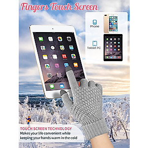 JaGely 8 Pieces Winter Hats and Gloves Set Women Warm Gloves Touchscreen Knitted Lined Gloves Winter Beanies for Women (Black, Gray, Pink, Beige)