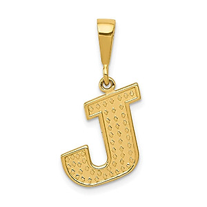 Diamond2Deal 14k Yellow Gold Textured Initial J Charm
