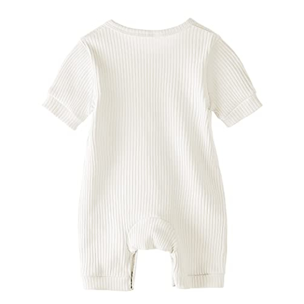 Uhnice Unisex Newborn Baby Girl Boy Clothes Summer Romper Button Bodysuit One-Piece Jumpsuit Outfits (White, 90/9-12 Months)