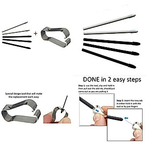 2PCS Galaxy Note 8 Pen Replacement Stylus Touch S Pen Galaxy Note 8 Note8 N950 Stylus Touch S Pen +Tips/Nibs+Eject Pin Black (Silver)