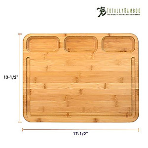 Totally Bamboo 3 Well Kitchen Prep Cutting Board with Juice Groove, 17-1/2" x 13-1/2"