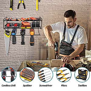 Soldow Power Tool Organizer Drill Storage Rack, Heavy Duty Floating Tool Shelf Wall Mounted, Cordless Drill Holder Hanging Steel Rack for Tools Storage Garage, Pegboard, Plank, Cement Wall