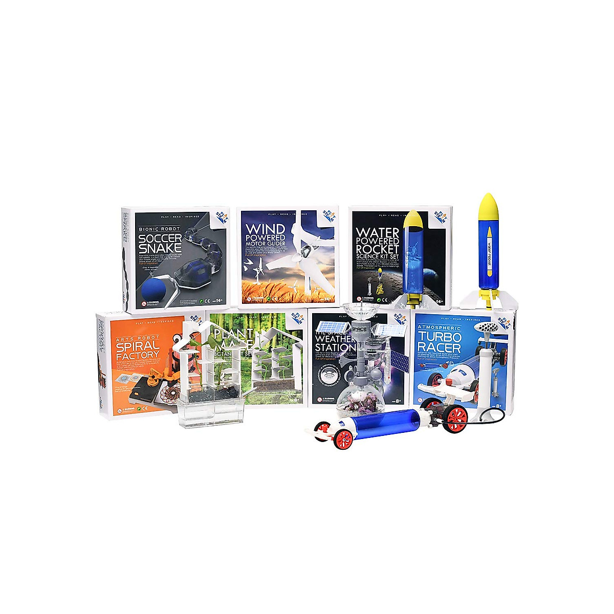 PLAYSTEM Outdoor Water Powered Rocket Physics Learning Set-with Rocket Tail, Body and Pump DIY Rocket Science Experiment Kit- Space STEM Outdoor Toys Gift for Kids,Teens, Boys & Girls