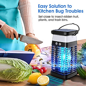 Bug Zapper Outdoor Indoor Mosquito Zapper Solar Fly Zapper Rechargeable Electric Mosquito Killer IP68 Waterproof Insect Fly Trap Plug in with RGB Light & Reading Lamp for Patio Camping Home Backyard