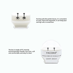 FACOKO Titanium Flat Earrings, Hypoallergenic Stud Earrings for Sensitive Ears, Women Men Round Disc Earrings, 6mm Black Surgical Steel Earrings Stud(6mm, Black)