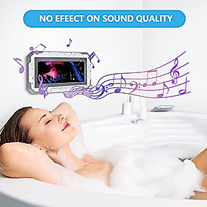 E-BAYKER Shower Phone Holder, Waterproof Universal Shower Phone Case Phone Stand Wall Mount Bathroom Glass Mirror Bathtub Kitchen for iPhone 14 13 12 11 Pro Max up to 6.8" Any Cell Phone - White