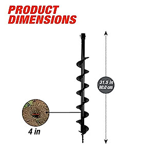 4''x32'' Garden Auger Spiral Drill Bits Earth Auger Drill Bits Heavy Metal Auger Drill Bit for Gas Hole Digger