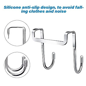 2 Pack Shower Door Hooks 304 Stainless Steel with 1M Nano Tape, Jcabin Over Shower Glass Door Hooks for Bathroom Frameless Glass Shower Door for Hanging Clothes, Towel - Silver