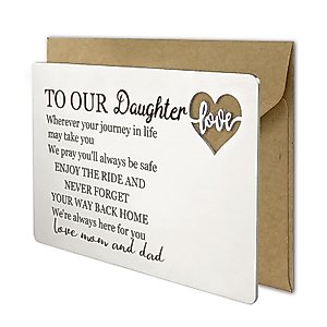YODOCAMP To Our Daughter Wallet Card Encouragement Gifts Inspirational Graduation Gift Metal Card Christmas Birthday Card Daughter Stepdaughter Gifts from Mom Dad