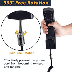 YIENFBEV Telephone Handset Cord Detangler 1 Set, 1 Pack 360 Degree Rotating/Anti-Tangle Landline Cable and 1 Pack Telephone Handset Cord 7.5 Foot Uncoiled (1.2 Foot Coiled)